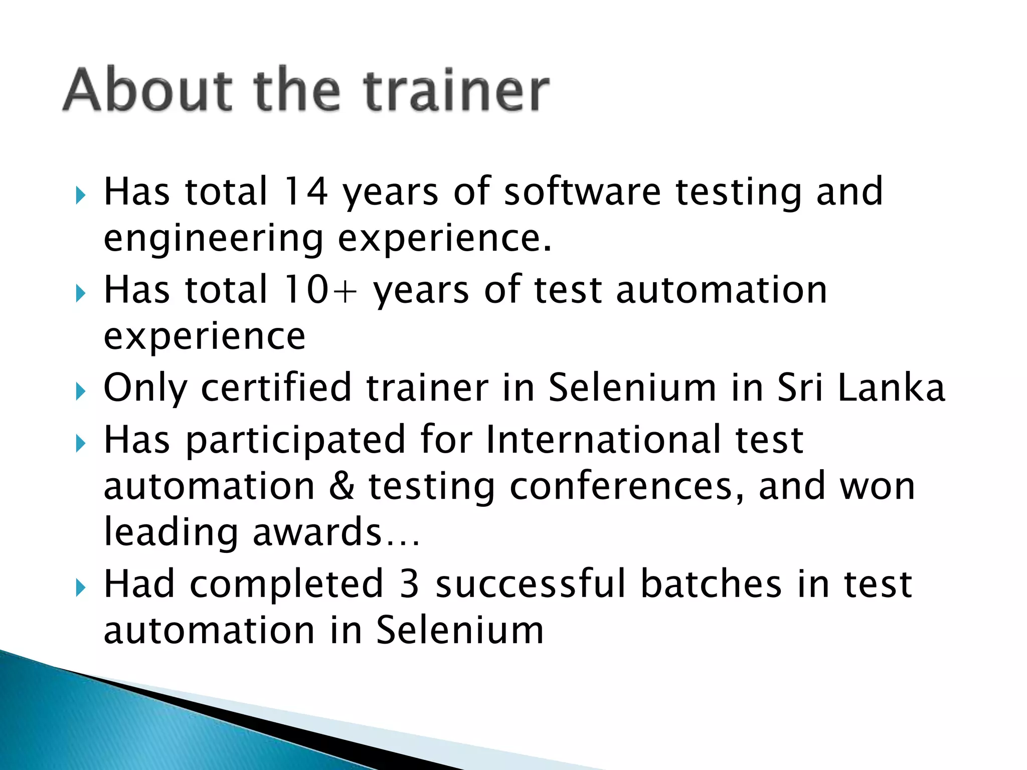 Selenium test automation framework design & development | PPT Selenium test automation framework design & development | PPT
