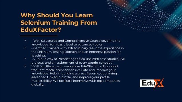 Selenium Training Eduxfactorpptx