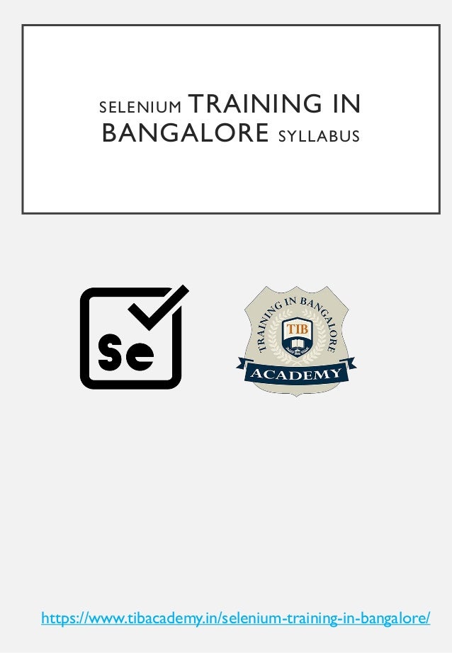 Selenium Training In Bangalore Syllabus