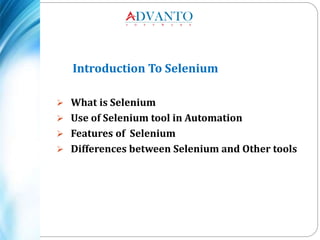 Selenium training in pune course content advanto software | PPT