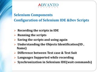 Selenium training in pune course content advanto software | PPT