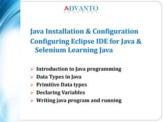 Selenium training in pune course content advanto software | PPT