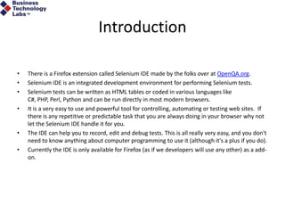 Selenium tutorial | PPT