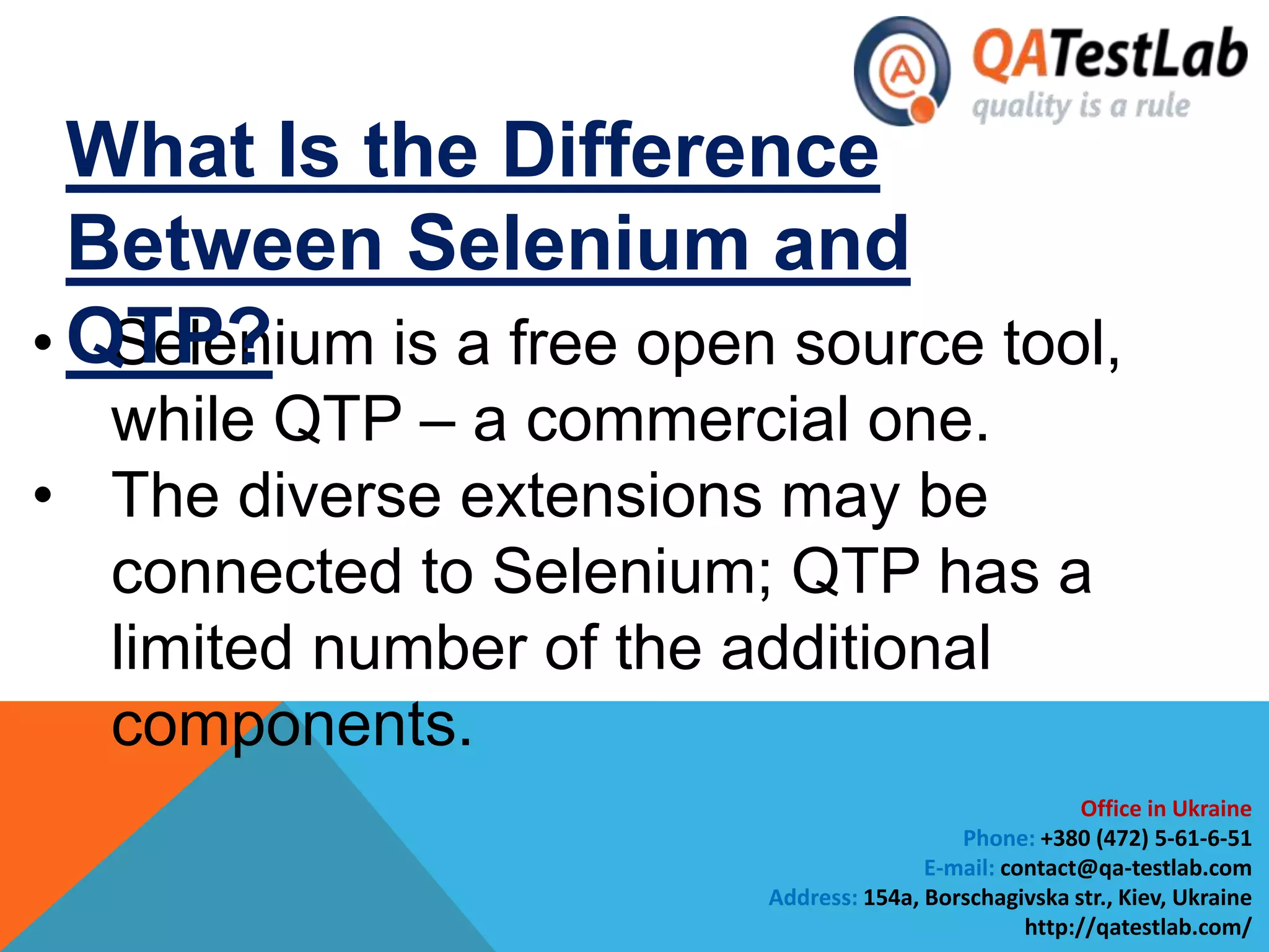 Selenium vs QTP | PPT | Free Download