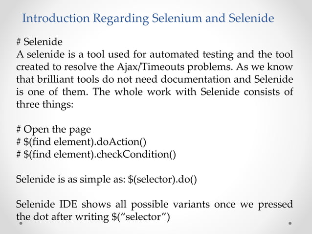 Selenide vs. Selenium: The War Of Technologies | PPT