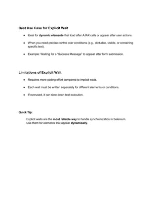 Selenium Waits Explained: Python & Java Cheat Sheet | PDF