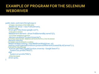 Selenium web driver | PPT