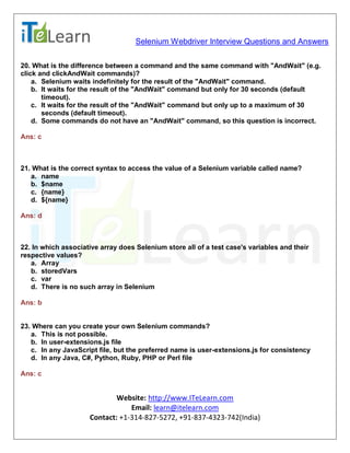 Selenium webdriver interview questions and answers | PDF