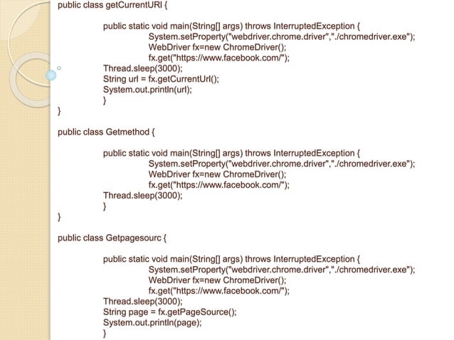 Selenium WebDriver methods Testing methods | PPTX Selenium WebDriver methods Testing methods | PPTX