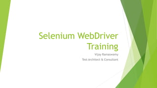 Selenium WebDriver training | PPTX
