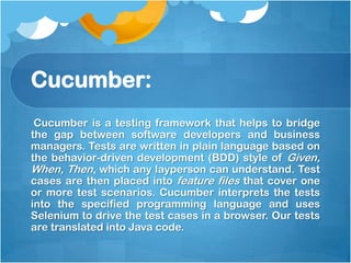 Selenium and Cucumber Automation Services | PPTX