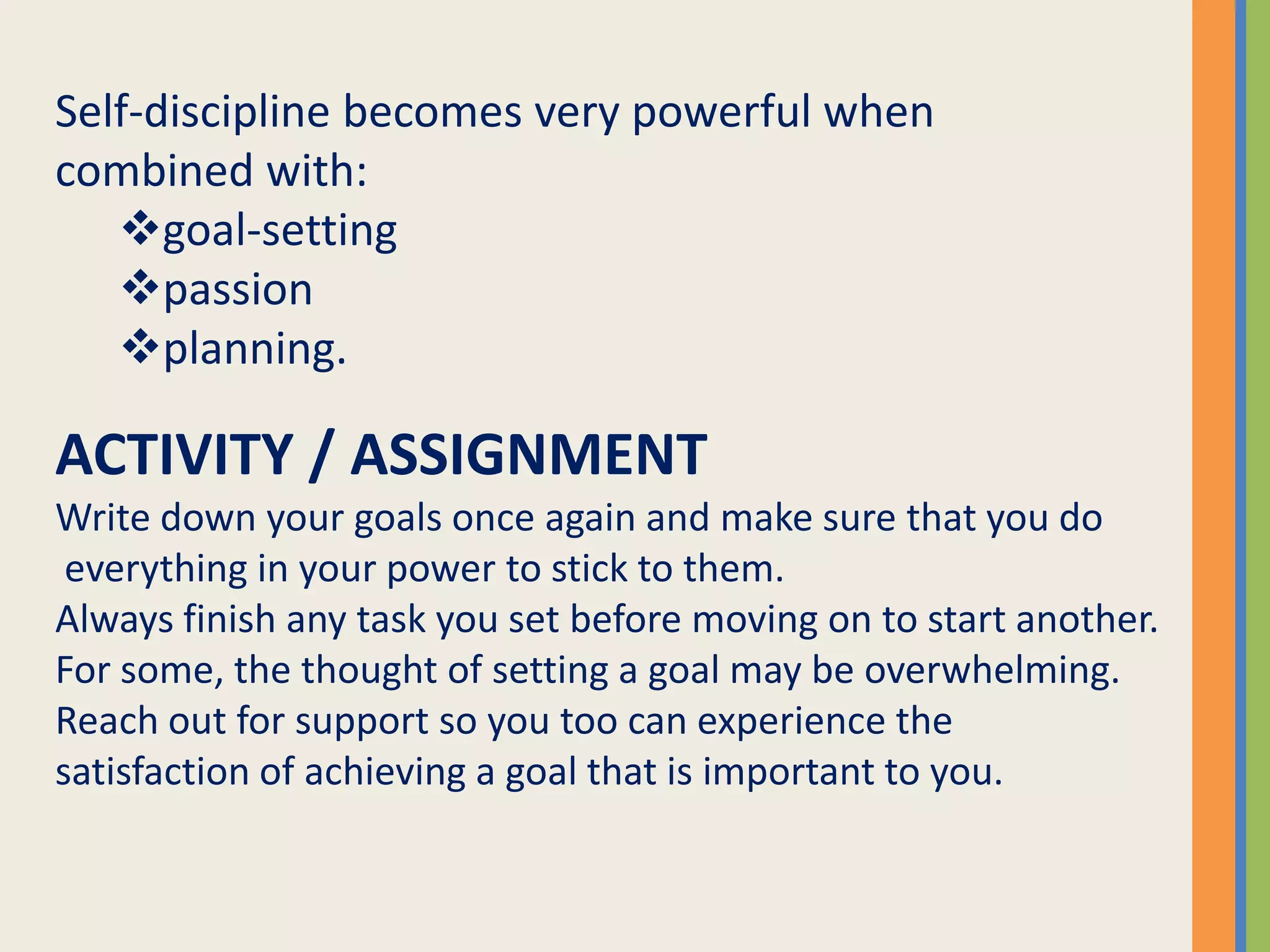 LESSON: SELF DISCIPLINE | PPTX