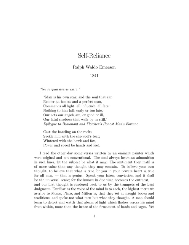 Self-Reliance | PDF