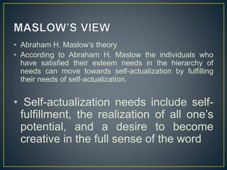 Self actualization-------realizing one's potential | PPTX