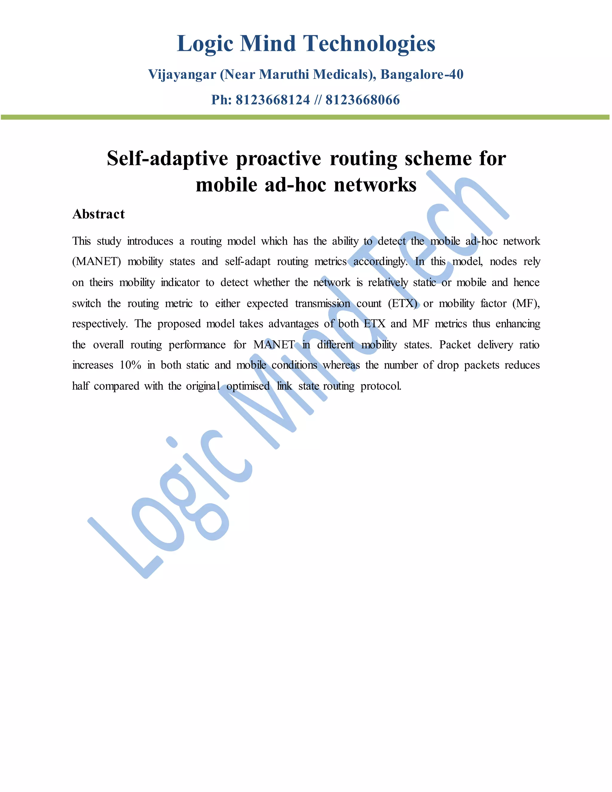 Self adaptive proactive routing scheme for mobile ad-hoc networks | PDF