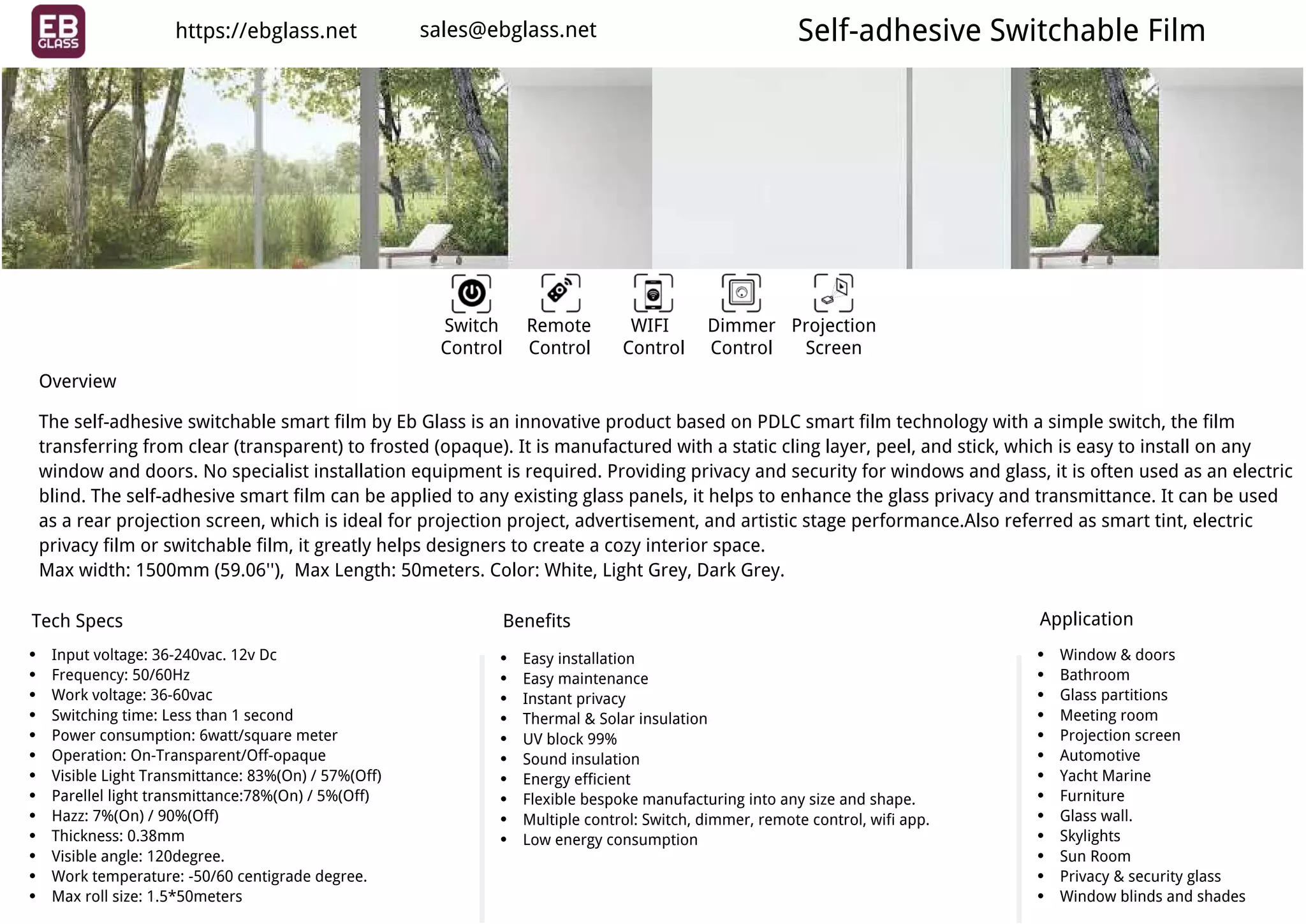 Self adhesive-switchable-film-spec-sheet | PPT