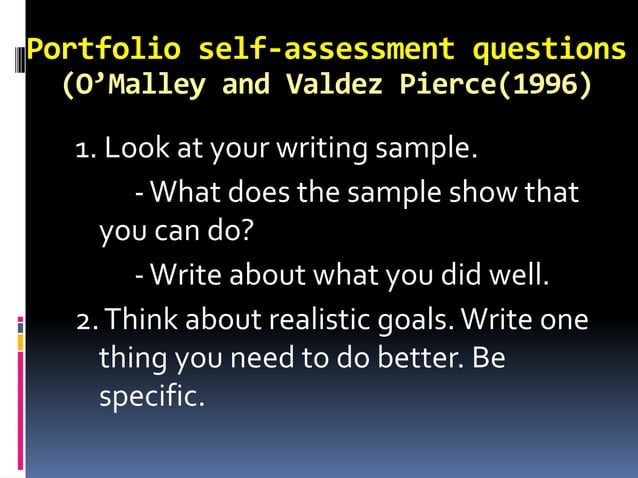 Self assessment (Portfolio) By Miss Muntira Wongsawieng TESOL 7 | PPT