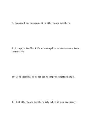Self-Assessment 8.3 Evaluate Your Team Member EffectivenessUse .docx