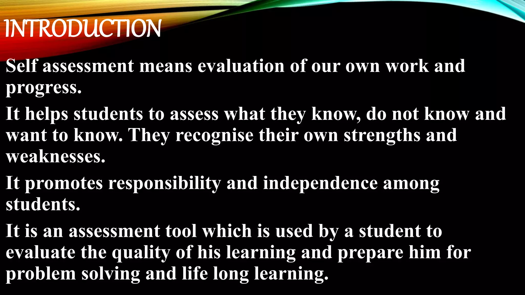 Self assessment and feedback | PPTX