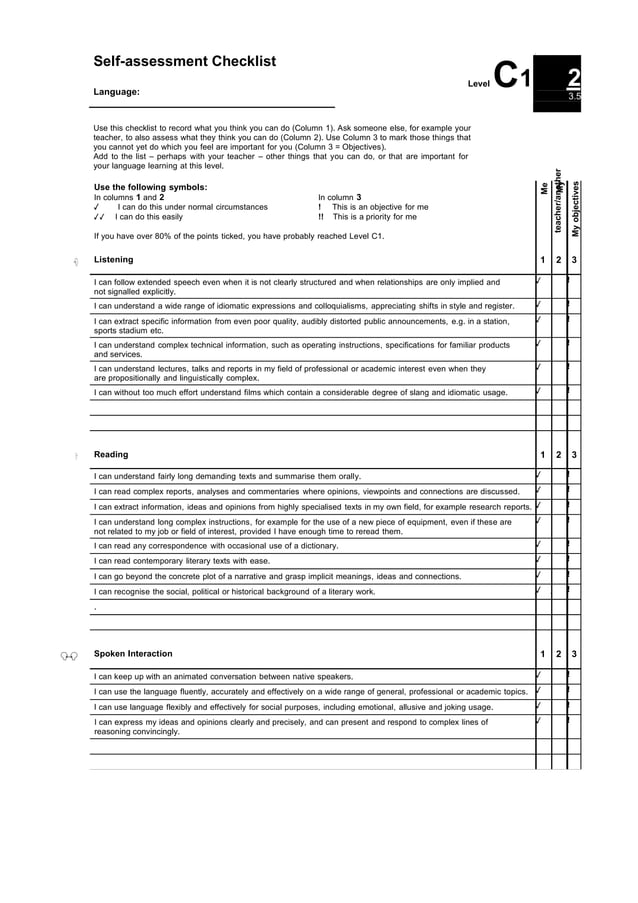Self assessment | DOC