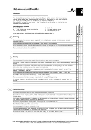 Self assessment checklists for sac | DOCX