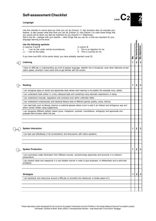 Self assessment checklists for sac | DOCX