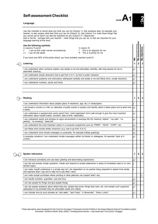 Self assessment checklists for sac | DOCX