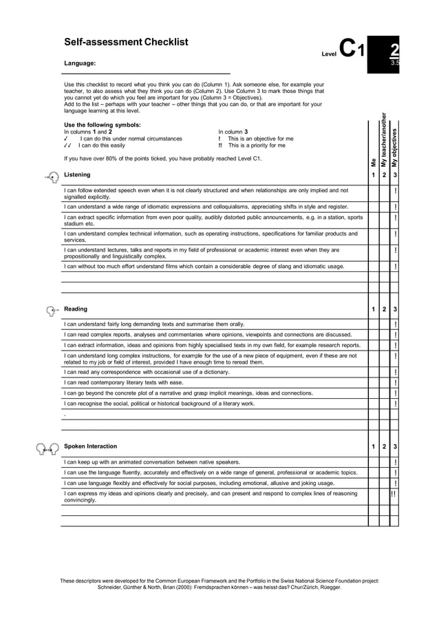 Self assessment checklists for sac[1] | PDF