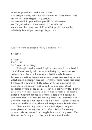 Self-assessment for ads analysis In my ad analysis assignment I.docx ...