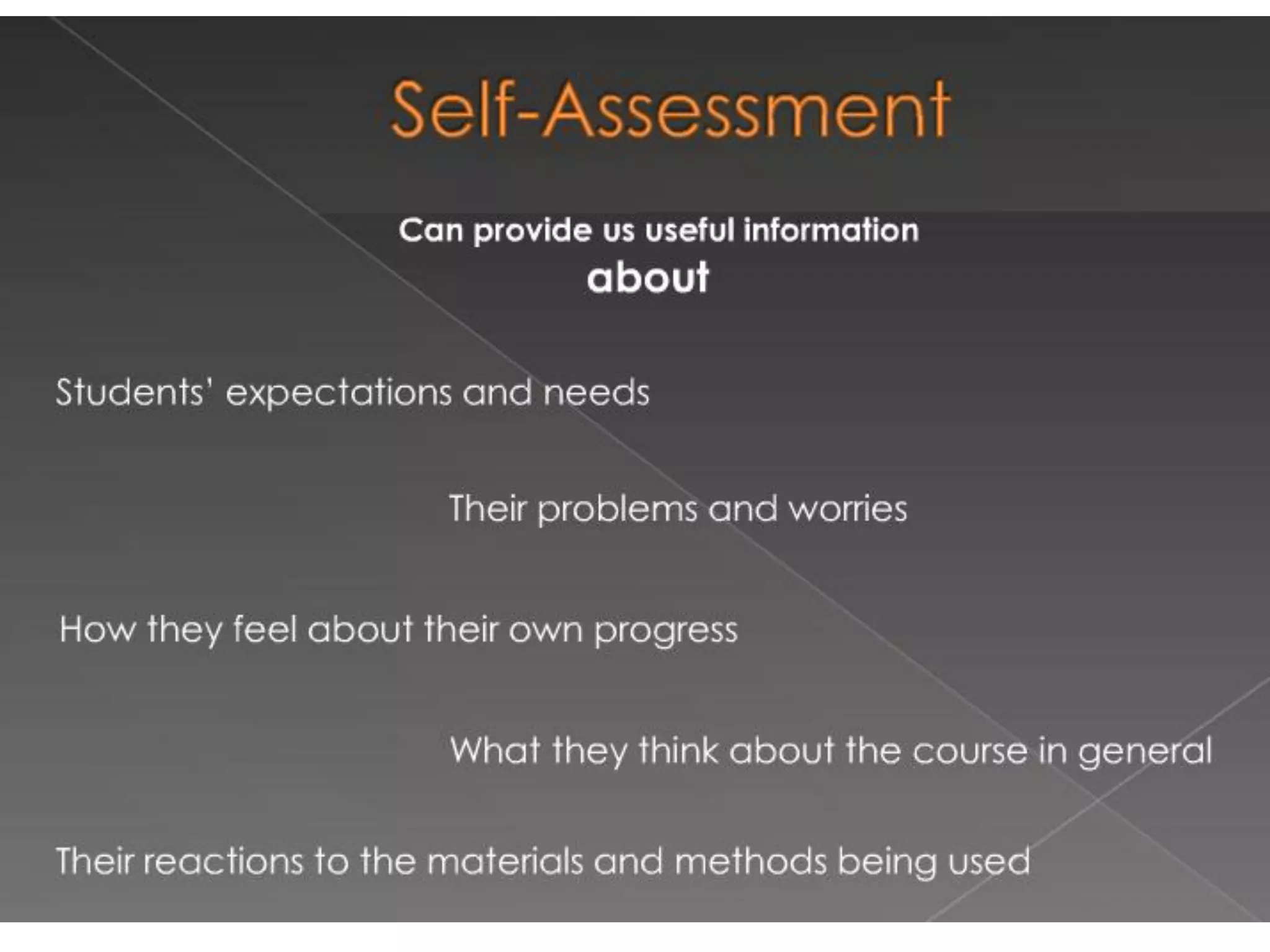Self Assessment ppt | PDF