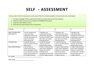 CLIL SELF - ASSESSMENT RUBRIC | PPT