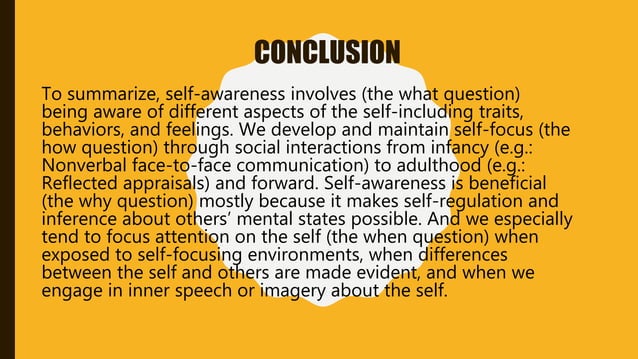 Self awareness | PPTX | Mental Health | Diseases and Conditions