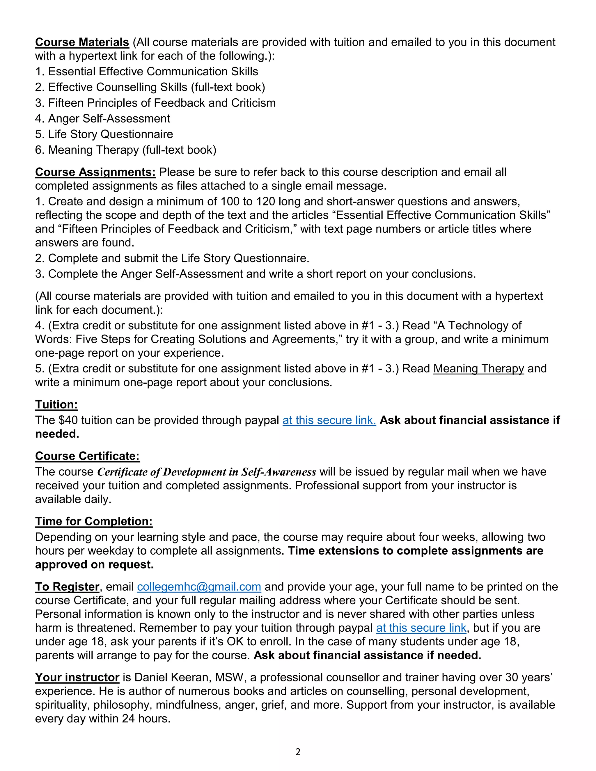 The Self Awareness Course | PDF