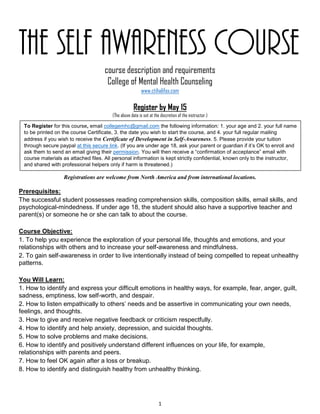 The Self Awareness Course | PDF