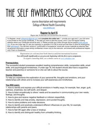 The Self Awareness Course | PDF