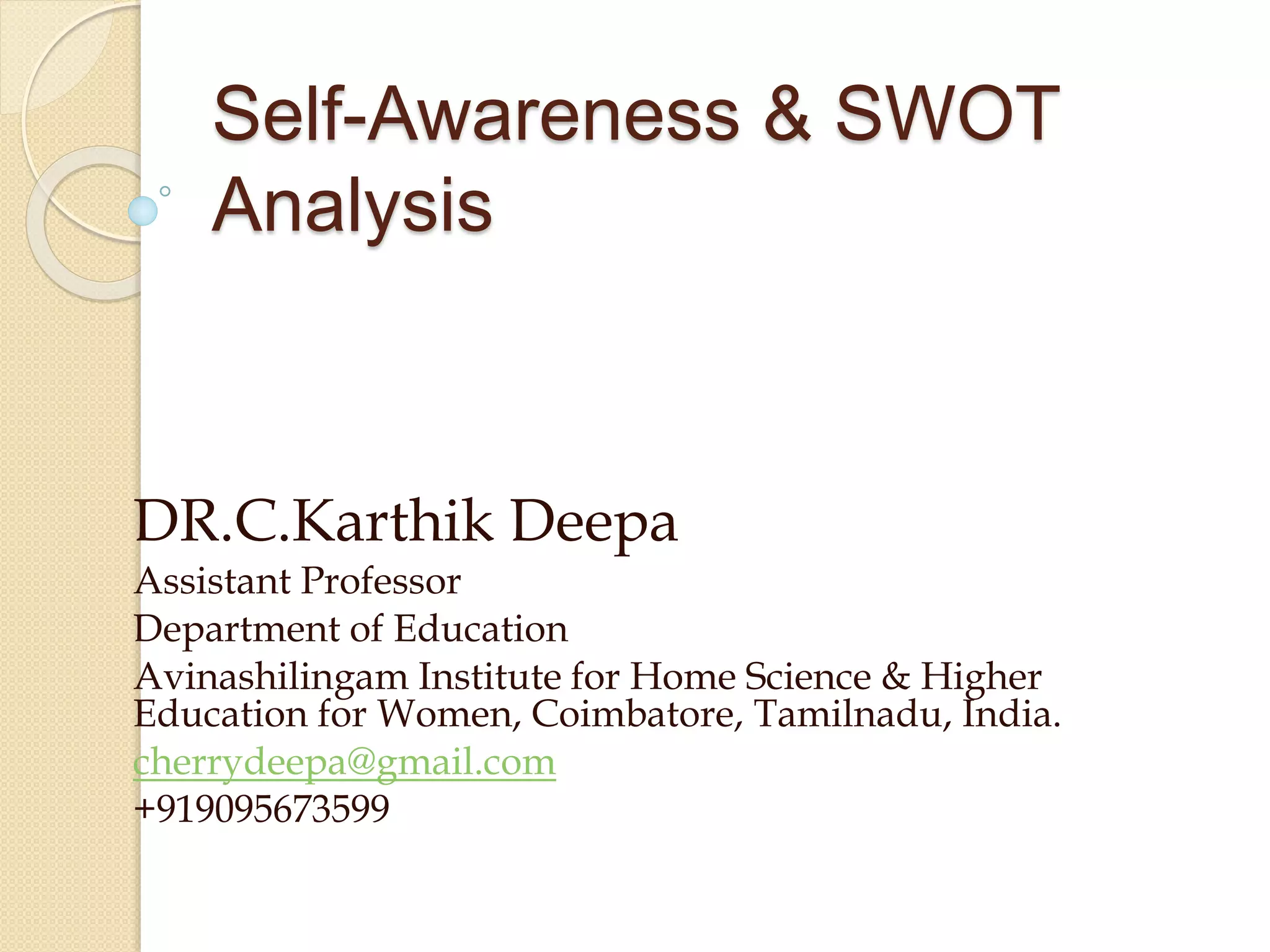 Self awareness & swot analysis | PPTX