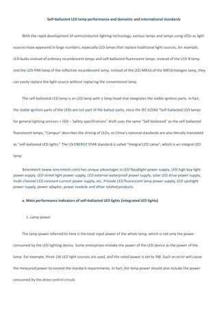 Self ballasted led lamp (driver) performance and domestic and international standards | PDF