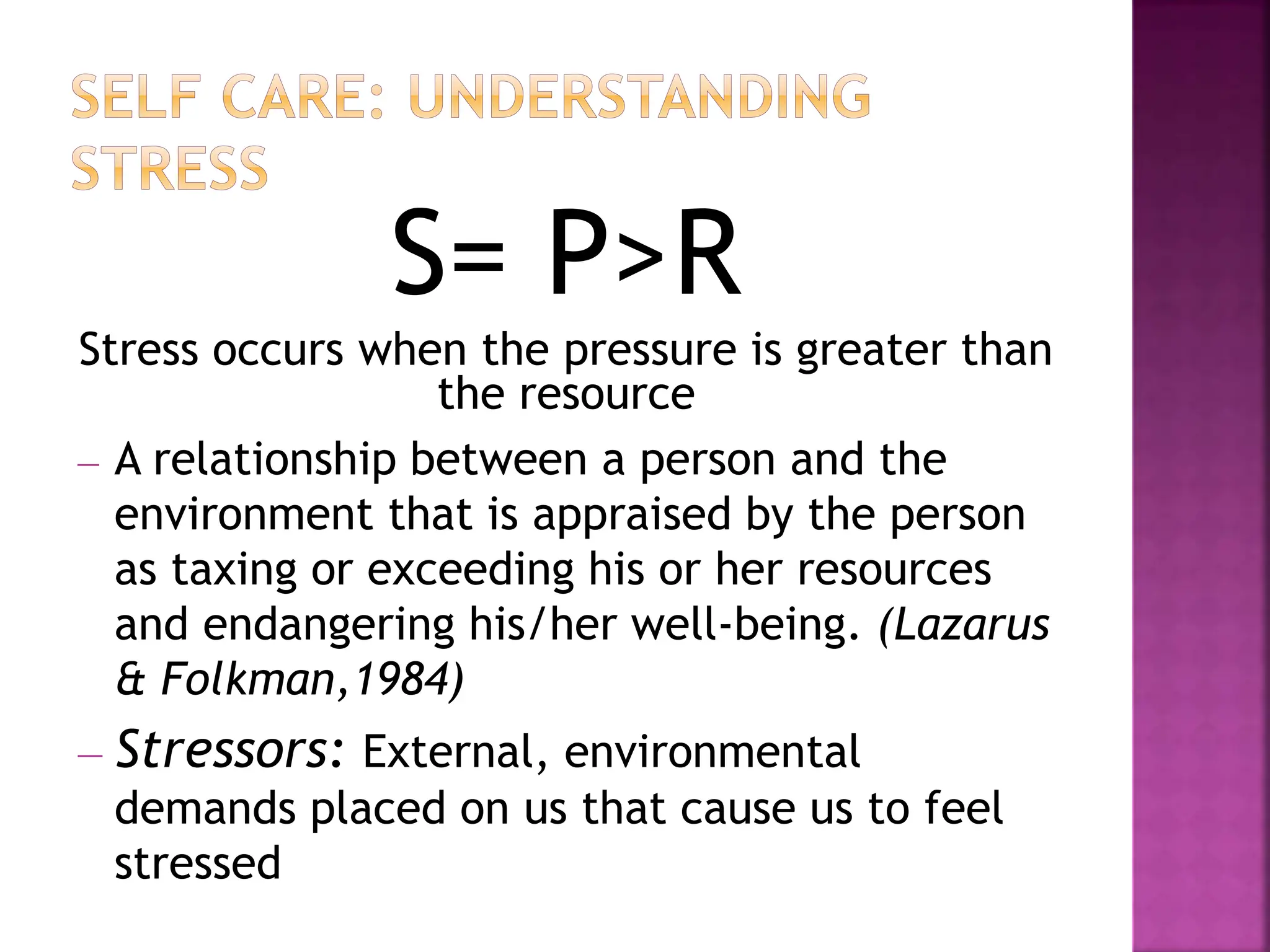 Self-Care and stress management module from | PPTX
