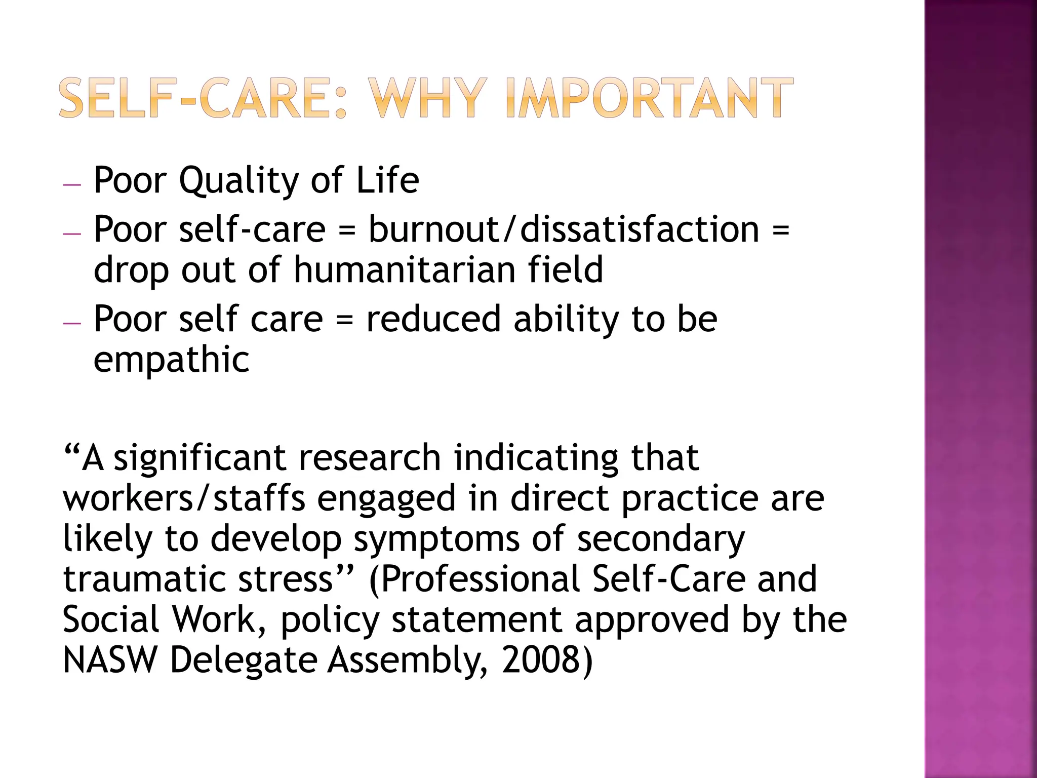 Self-Care and stress management module from | PPTX