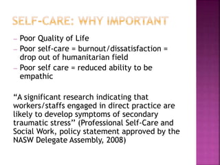 Self-Care and stress management module from | PPTX