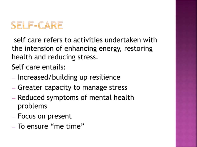 Self-Care and stress management module from | PPTX