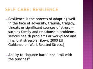 Self-Care and stress management module from | PPTX