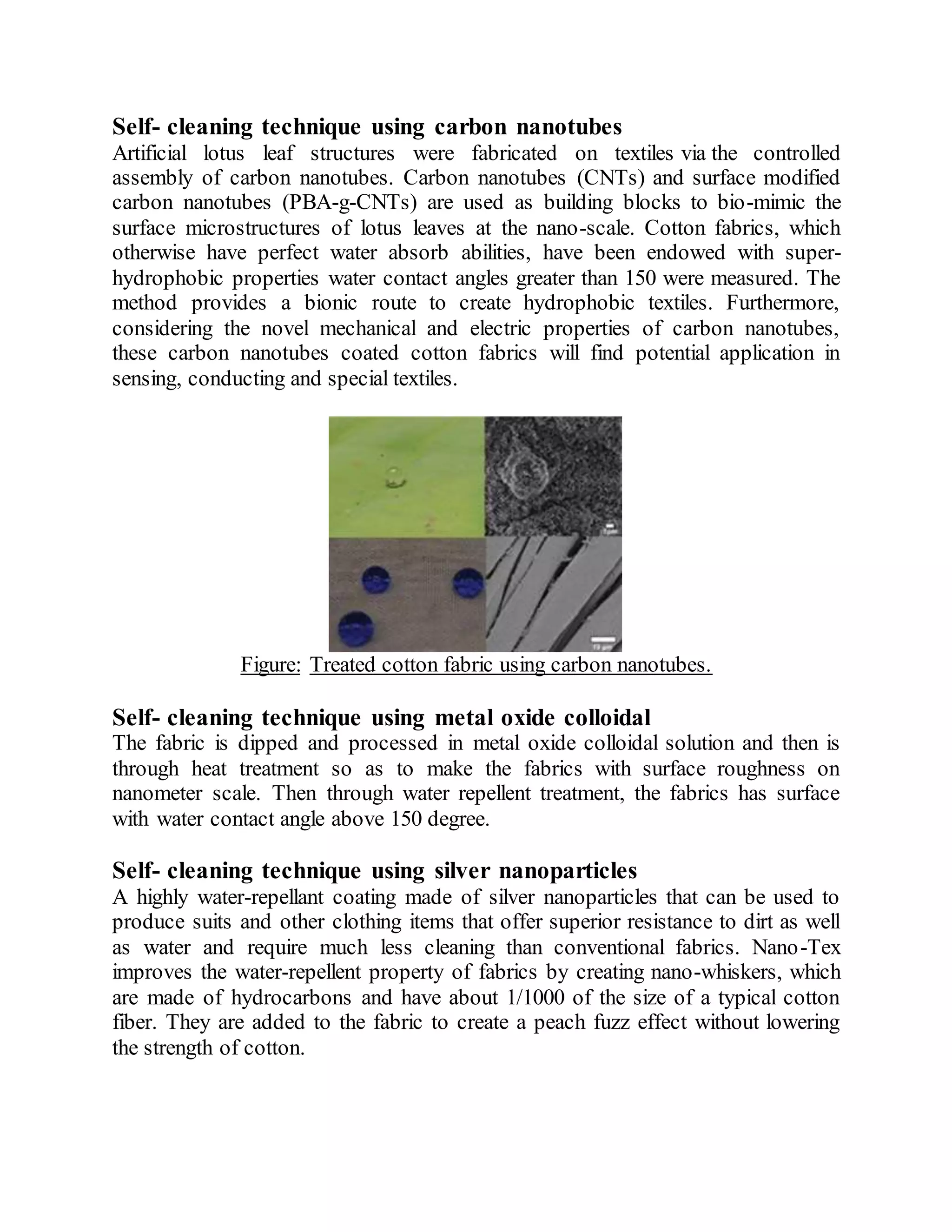 Self cleaning fabric (nano-technology) | DOCX