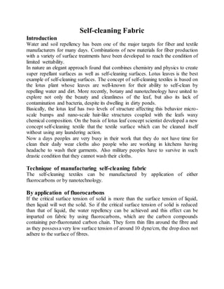 Self cleaning fabric (nano-technology) | DOCX