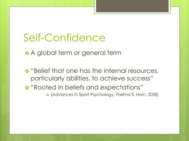 Self confidence and self-efficacy 2013 | PPTX | Soccer | Sports