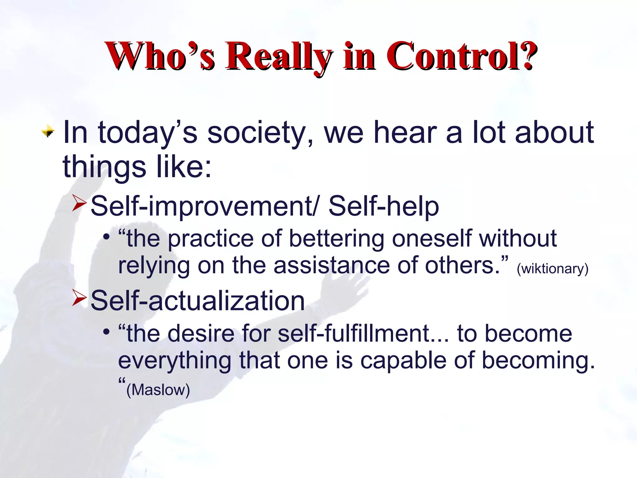 Self-Control vs Holy Spirit-Control | PPT