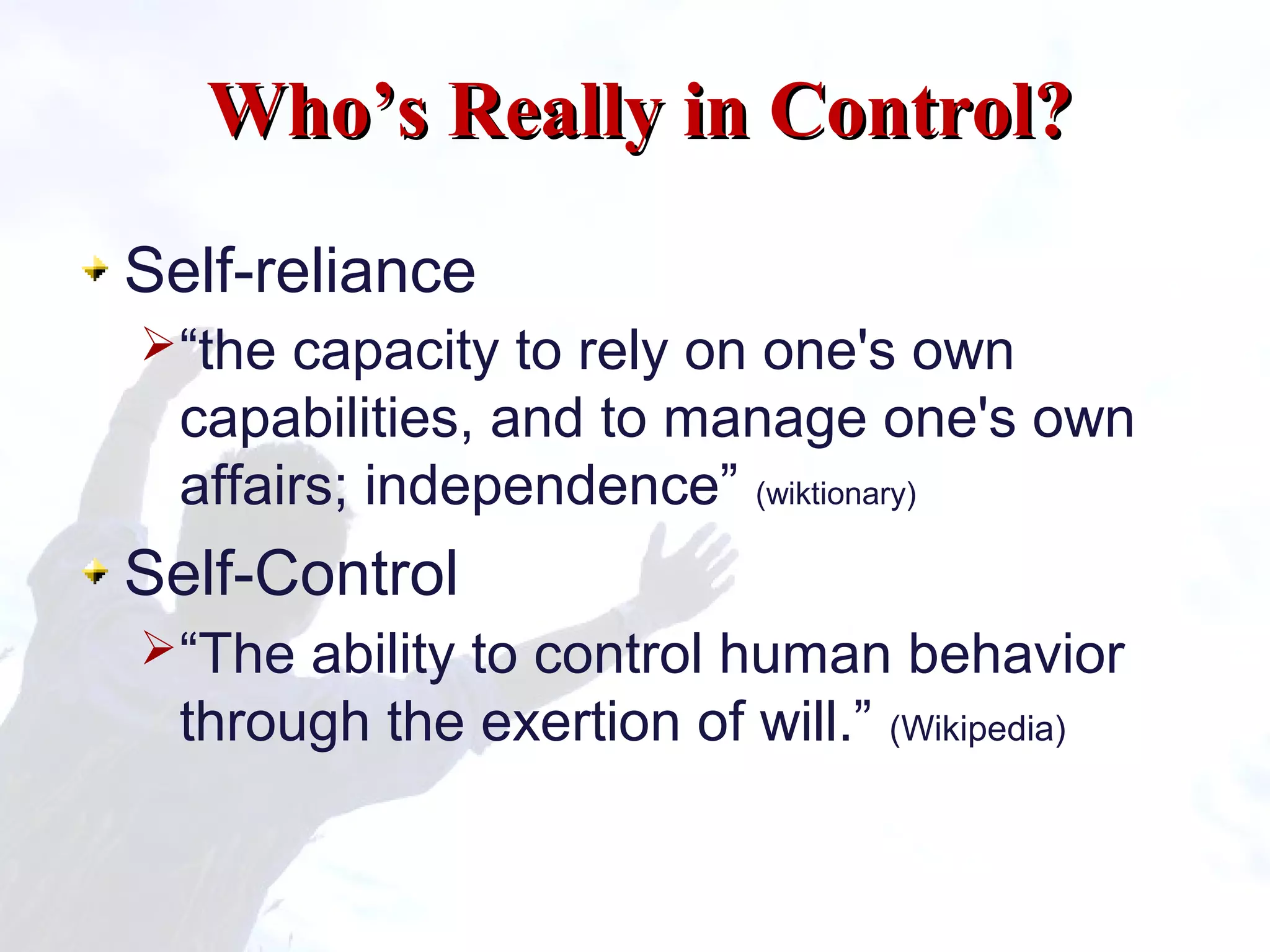 Self-Control vs Holy Spirit-Control | PPT