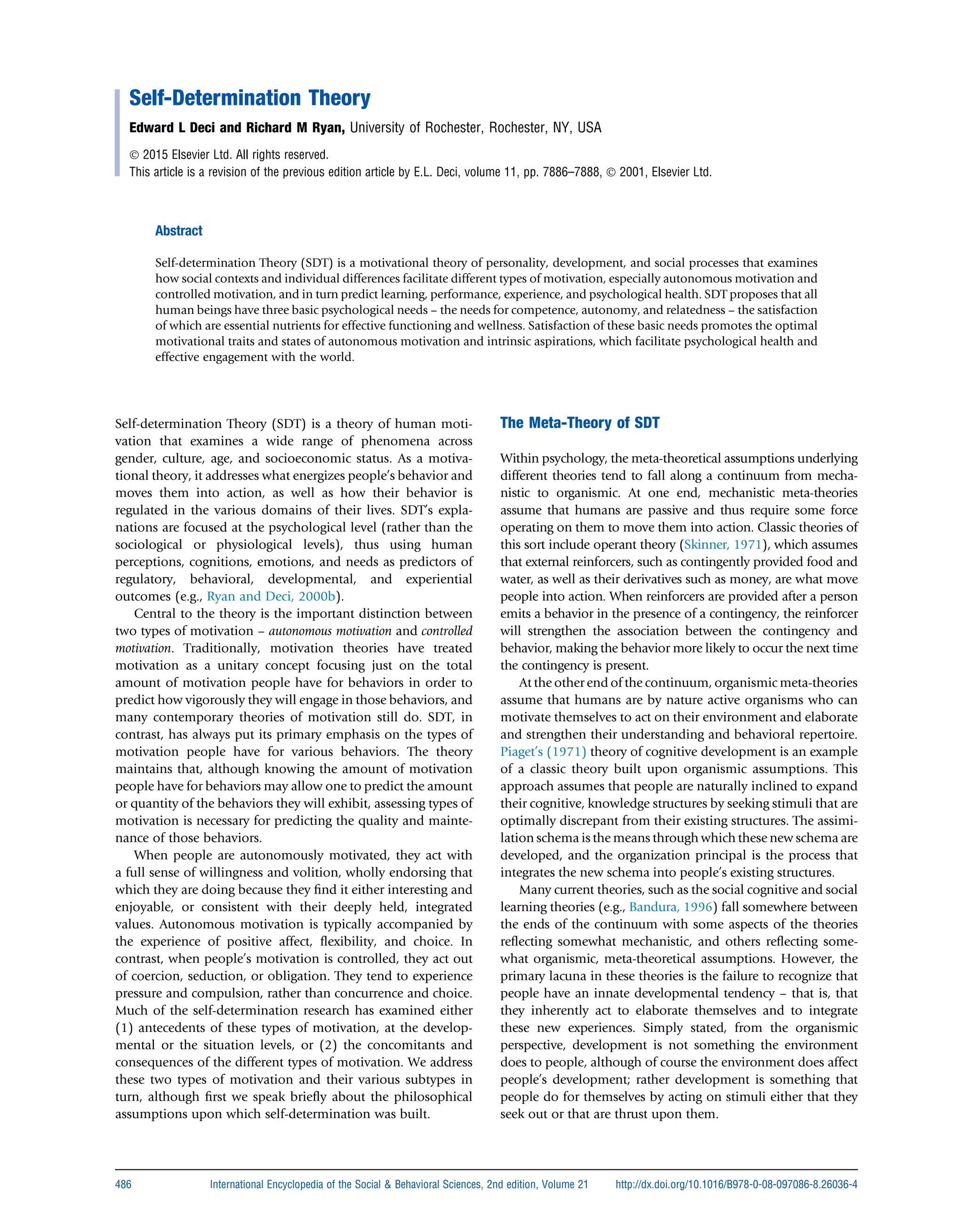 Self determination-theory | PDF | Science