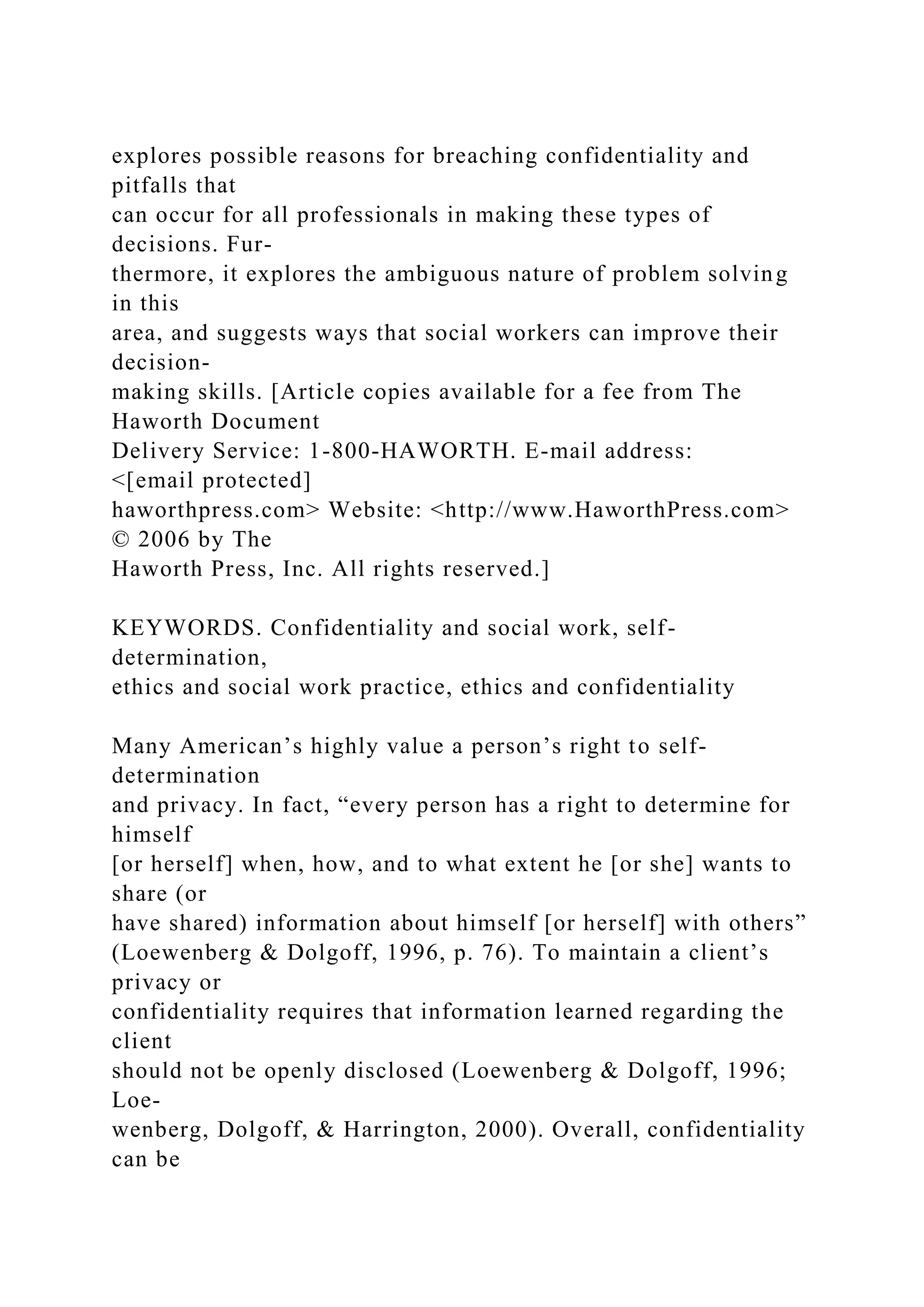 Self-Determination and ConfidentialityThe Ambiguous Nature .docx