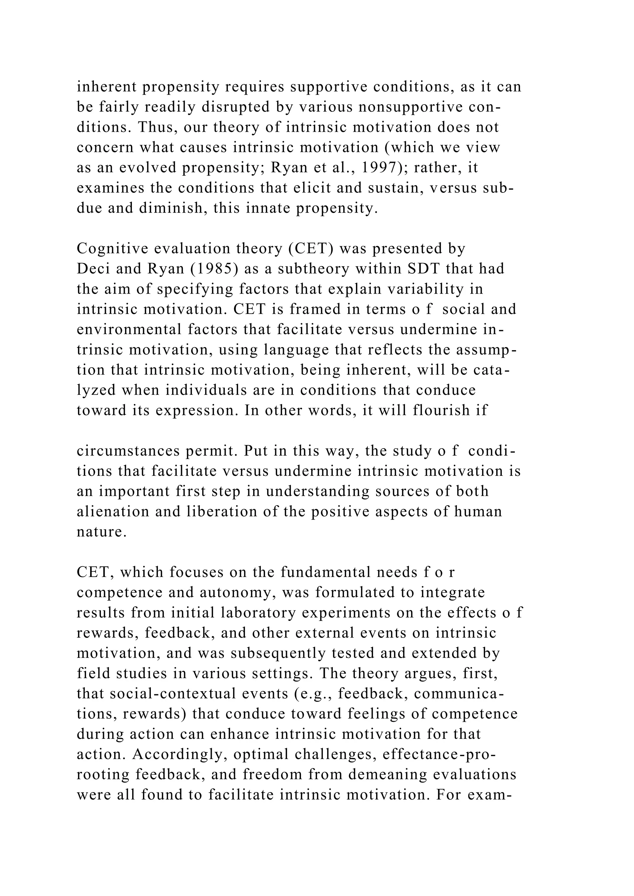 Self-Determination Theory and the Facilitation of Intrinsic .docx